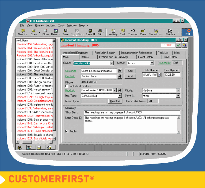 rti - CustomerFirst® - Incident